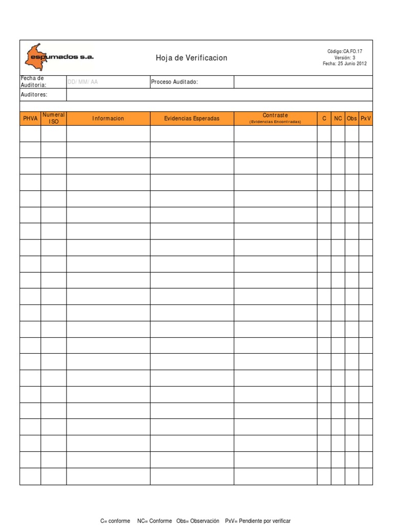 Hoja de Verificación | PDF