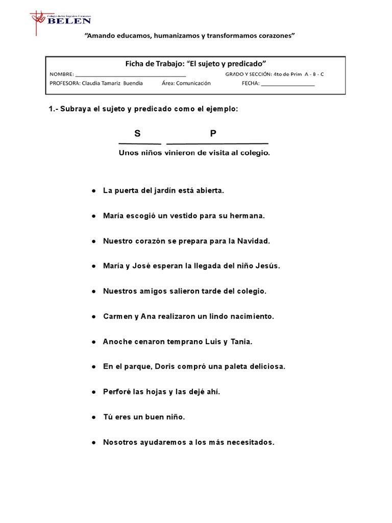 El Sujeto Y Predicado Pdf