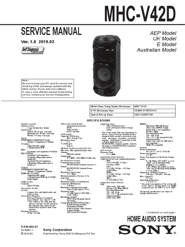 SONY+MHC-V42D+Ver +1 0 | PDF | Hdmi | Frequency Modulation