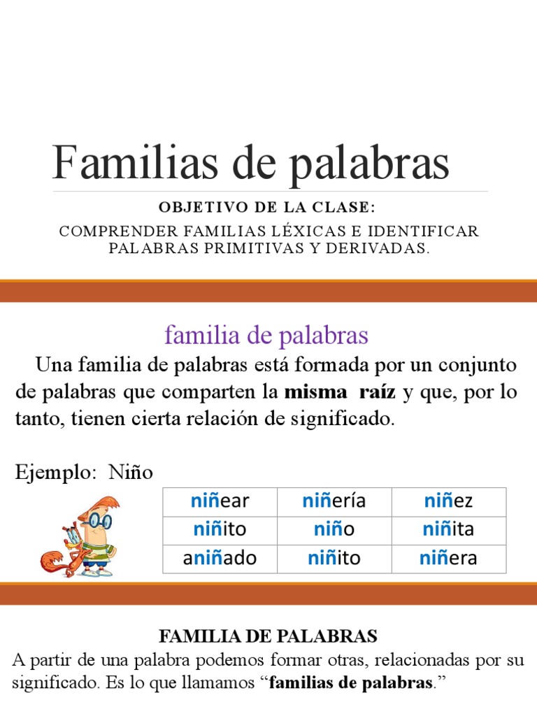 Familias De Palabras Familia Léxica: Localiza La Palabra Intrusa Que