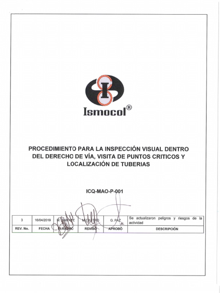 ICQ-MAO-P-001 Rev 3. Proced Inspección Visual Dentro DDV | PDF