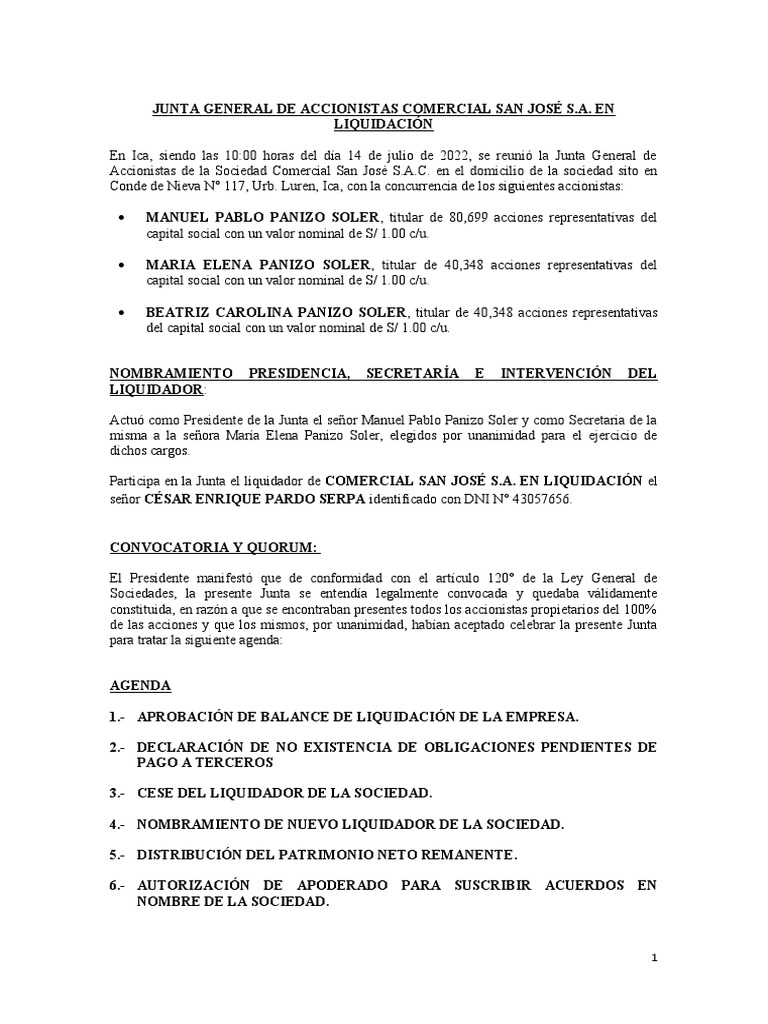 COMERCIAL SAN JOSÉ. Acta JGral Adj Inmuebles - 08 - 09 - 2022 | PDF ... COMERCIAL SAN JOSÉ. Acta JGral Adj Inmuebles - 08 - 09 - 2022 | PDF ...