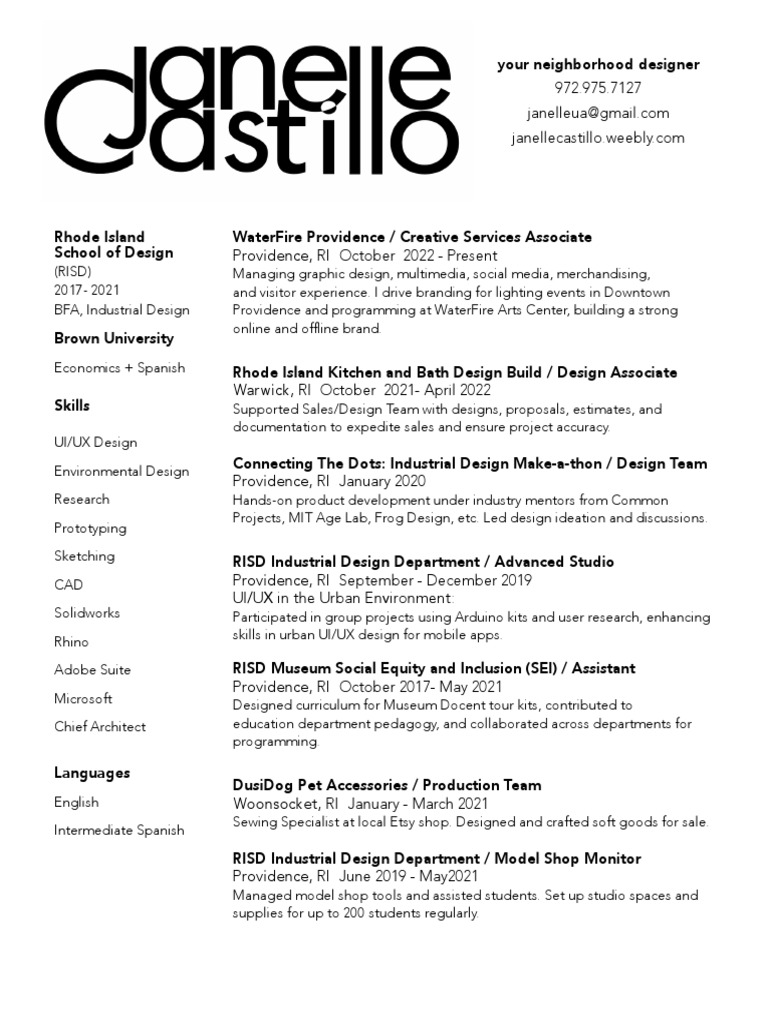 janelle g castillo resume 2023 | PDF | Design | Providence