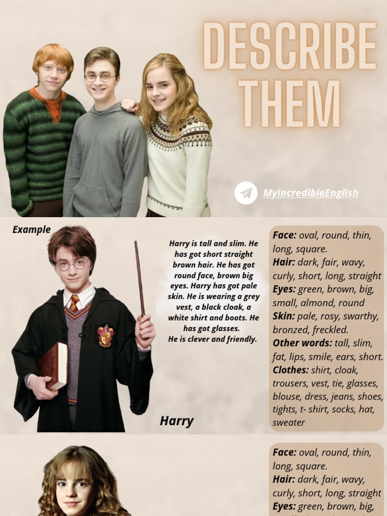 Harry Potter Describe Them | PDF | Sweater | Hair