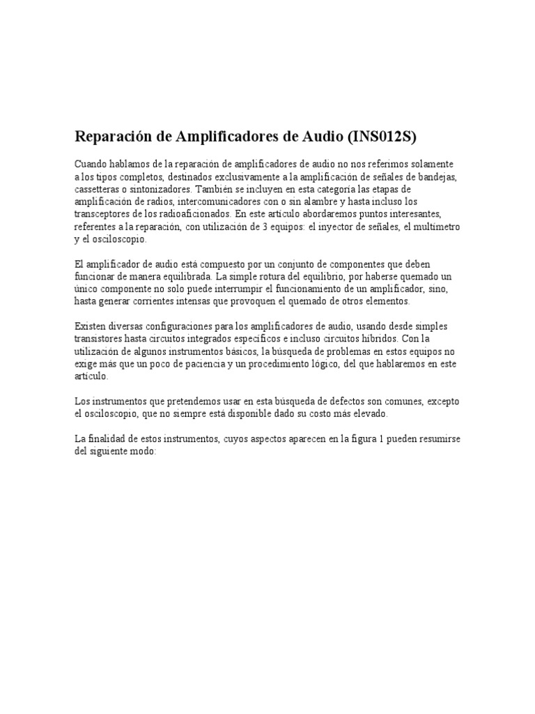 Reparación de Amplificadores de Audio | PDF | Transistor | Transistor ...