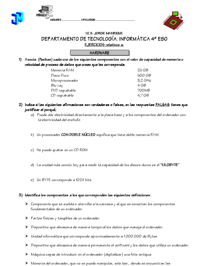 Ejercicios Hardware | PDF
