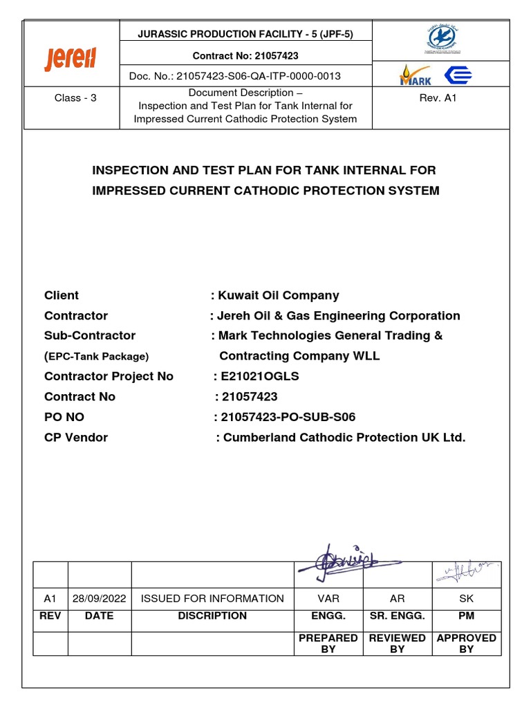 Inspection Plan for Cathodic Protection | PDF | Rectifier | Transformer