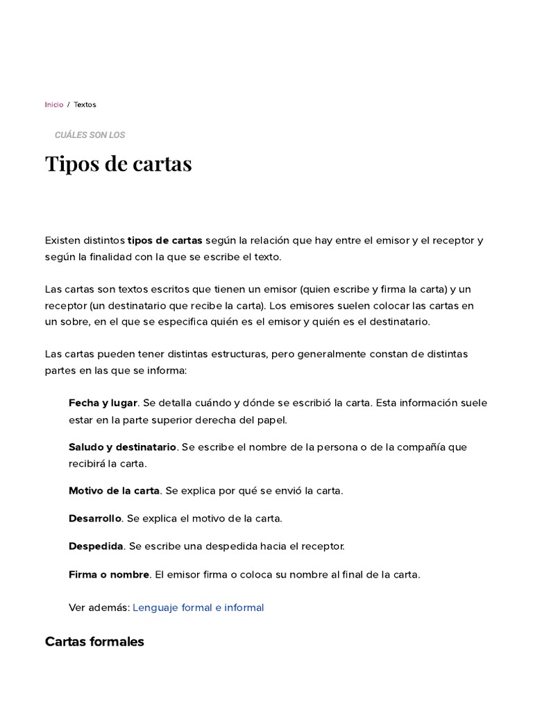 Tipos de Cartas | Descargar gratis PDF | Periódicos