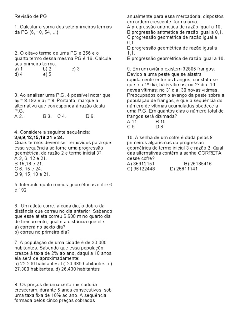Revisão de PG | PDF | Matemática