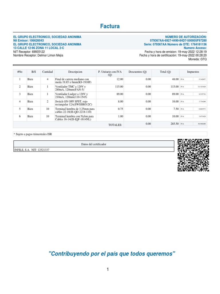 Factura: "Contribuyendo Por El País Que Todos Queremos" | PDF | Contabilidad | Documentos ...