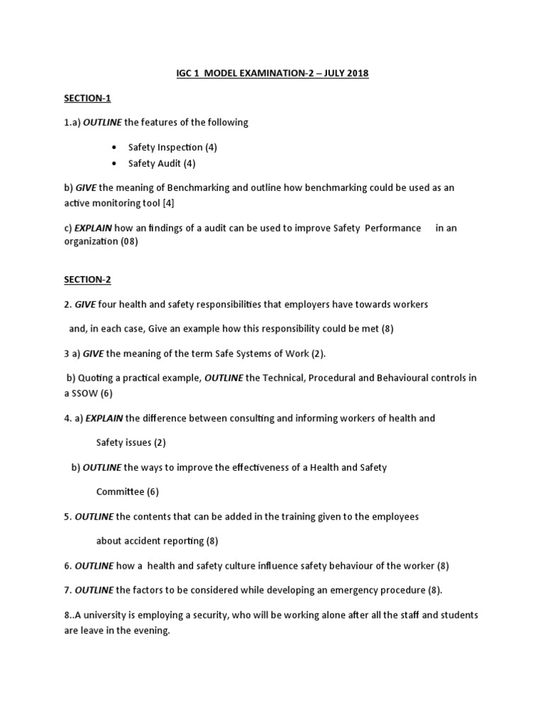 IGC 1 Safety Exam July 2018 Guide | PDF