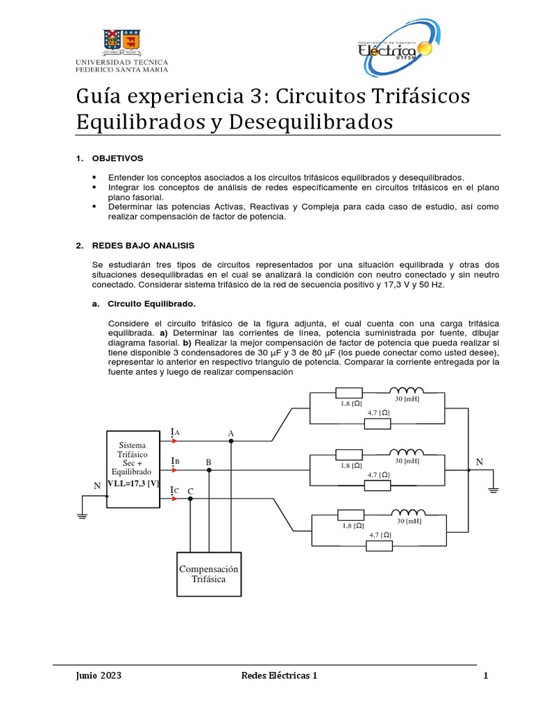 Guía Laboratorio 04 - Circuitos Trifásicos - 2023-01 | PDF | Energia electrica | Corriente eléctrica