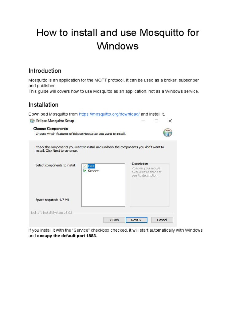 Mosquitto MQTT Setup Guide for Windows | PDF | Computing | Software