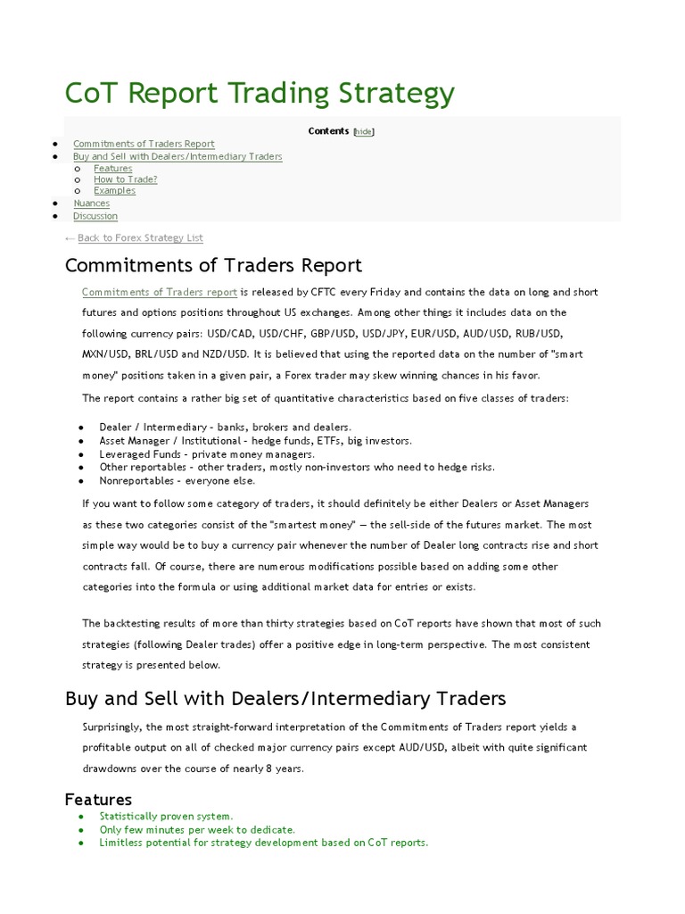 Cot Report Trading Strategy | PDF | Business | Money