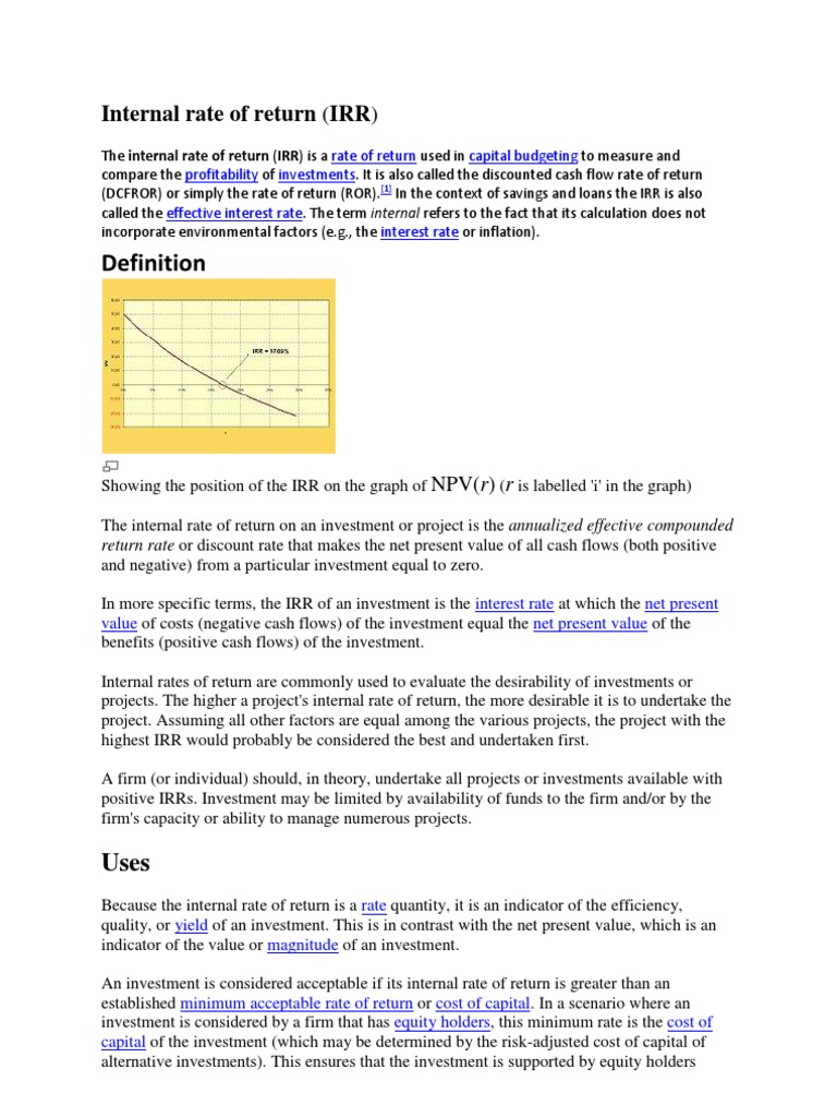 Internal Rate of Return | PDF | Internal Rate Of Return | Net Present Value