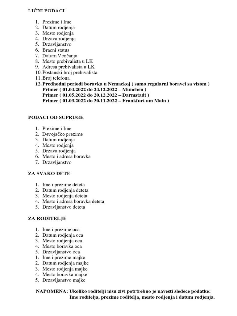 Videx Formular - Podaci | PDF