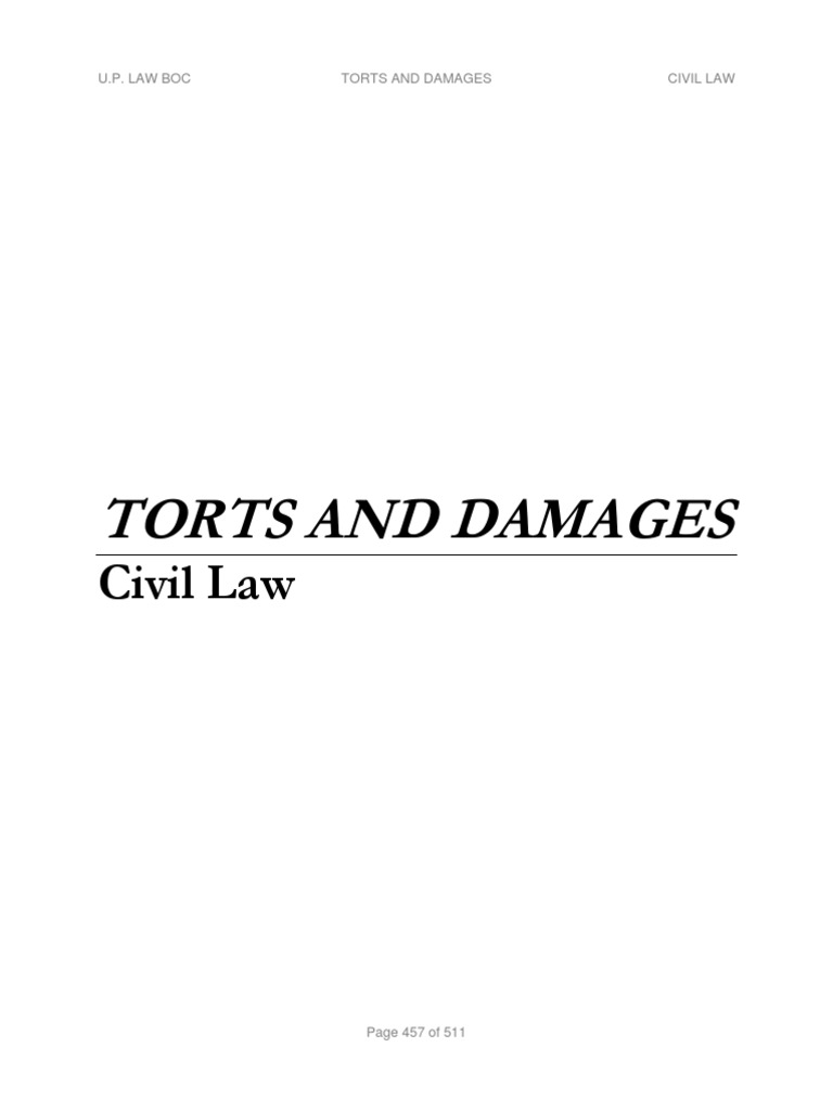 2019 UP Civil Law - Torts | PDF