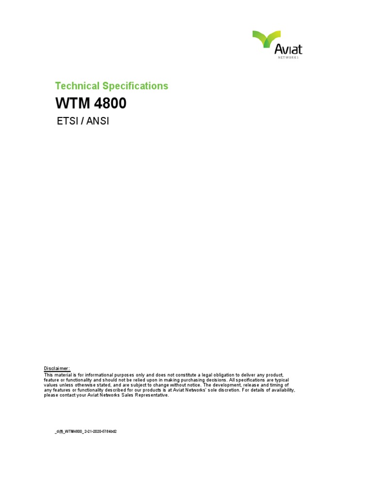 Aviat MW Radio-WTM 4800 Technical Specification PDF | Download Free PDF ...