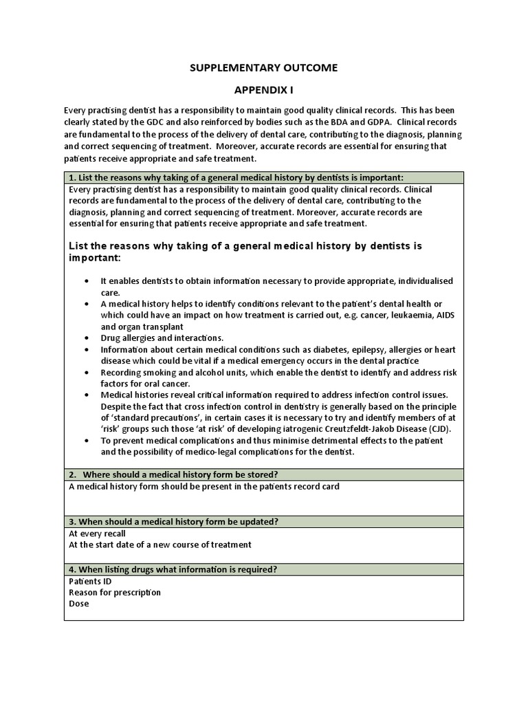 Supplementary Outcome Appendix I | PDF | Dentistry | Medicine