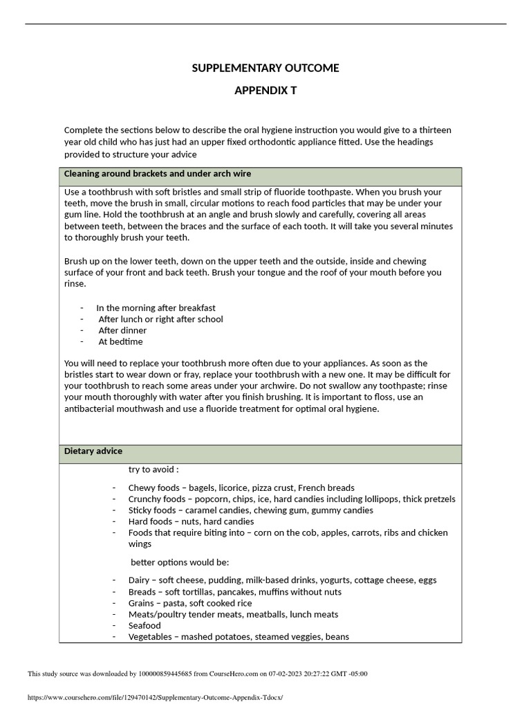 Supplementary Outcome Appendix T | PDF | Toothbrush | Oral Hygiene
