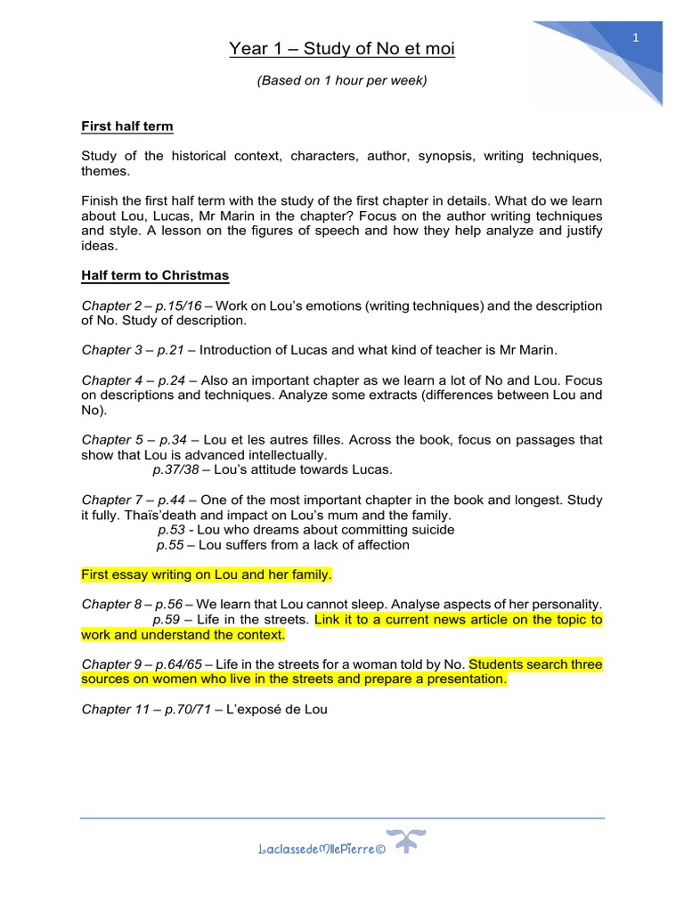 No Et Moi - Study Scheme | PDF