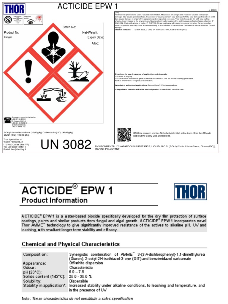 Acticide Epw 1 2021 08 02 b02 | PDF | Water | Packaging And Labeling