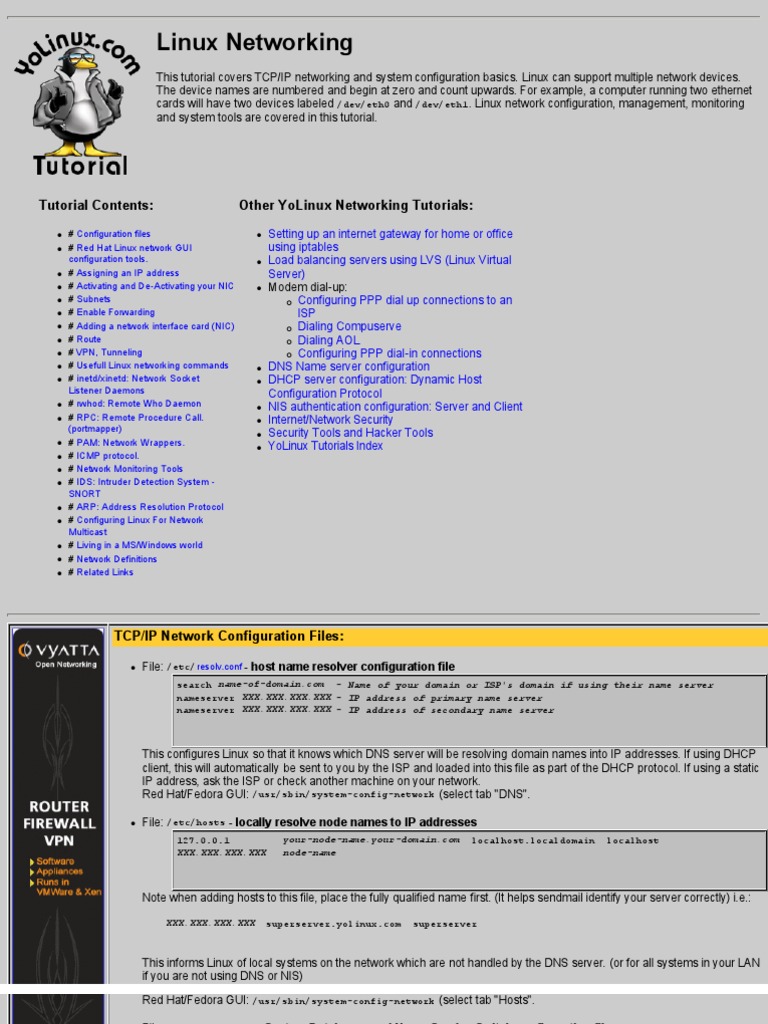 Linux Tutorial Networking | PDF | Computer Network | Ip Address