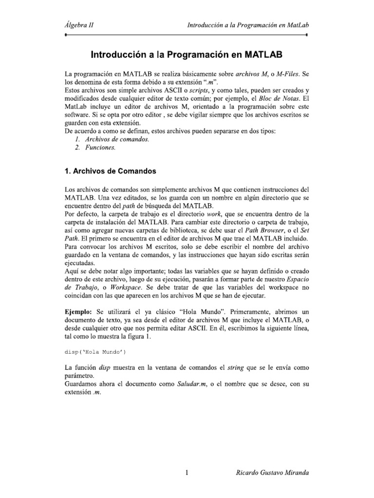 Como Programar en MATLAB | PDF