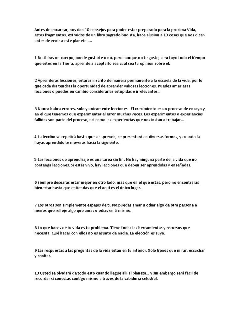 10 Cosas Q Debes Saber Antes de Encarnar | PDF | Relaciones personales ...
