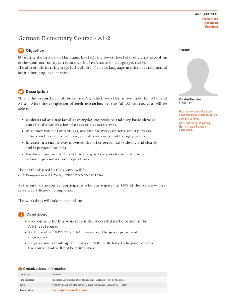 A1.2 German Course for Doctoral Candidates | PDF | Linguistic ...