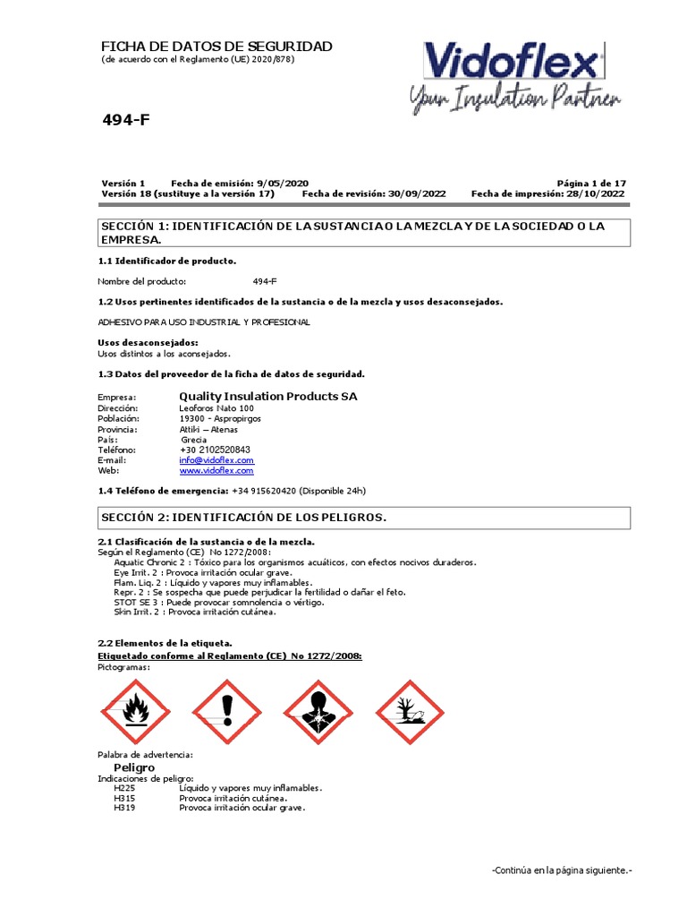 Ficha de Seguridad MSDS VIDOFLEX - PegamentoV | PDF | Agua | Cloruro de polivinilo