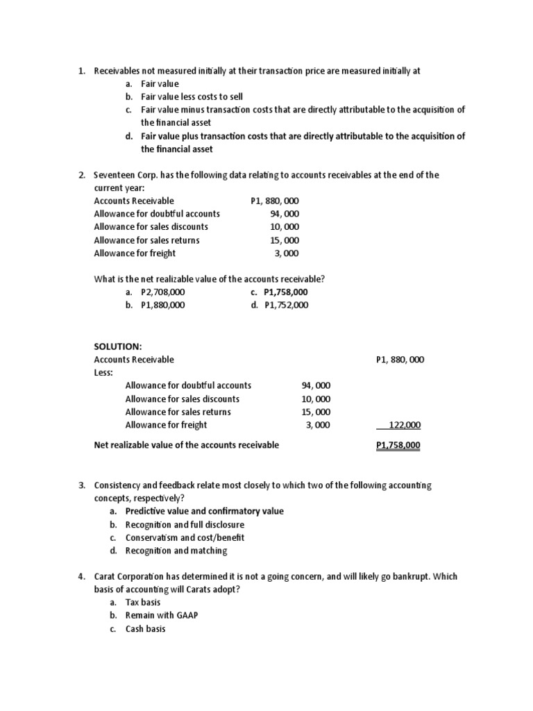 Answer Key Far Assessment Questionairre 1 | PDF | Depreciation | Fair Value