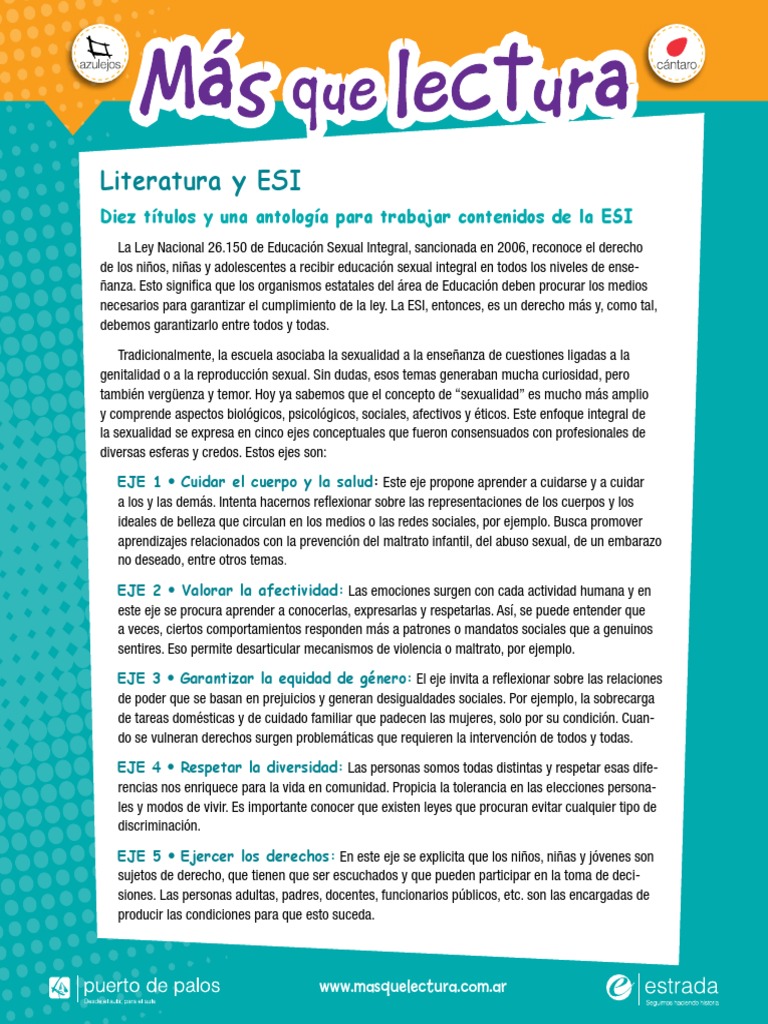 Literatura y ESI-2023 | Descargar gratis PDF | Educación sexual | La sexualidad humana