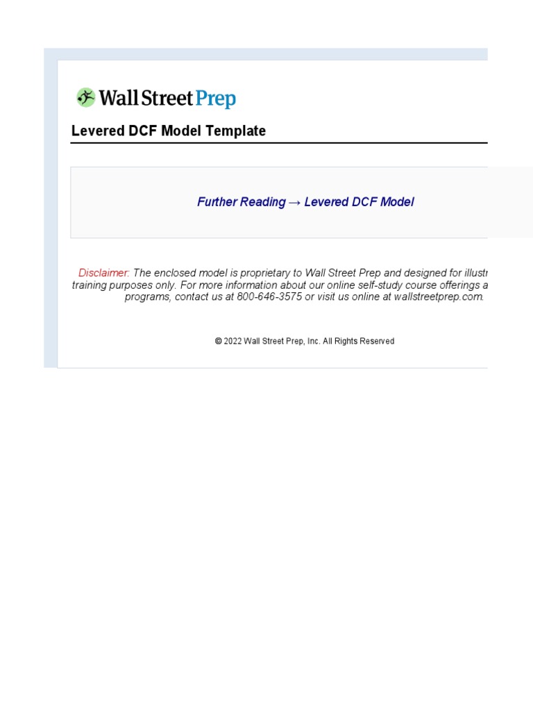 Levered DCF Model Template Guide | PDF | Discounted Cash Flow ...