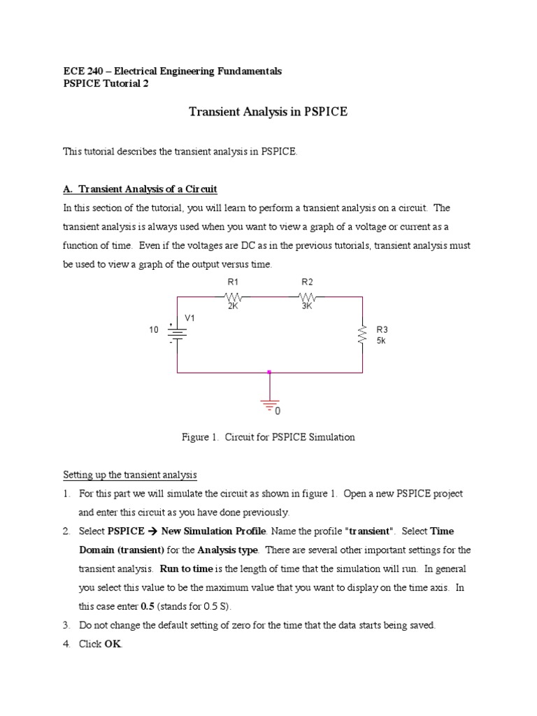 Pspice Tutorial Transient Pdf Electrical Network Sine Wave