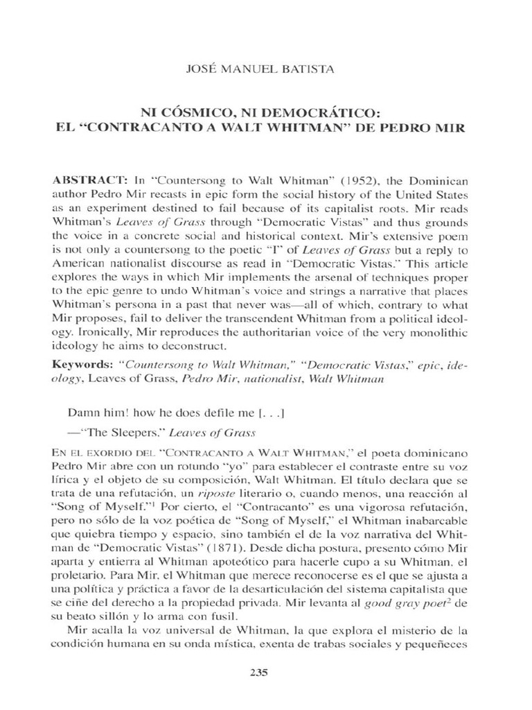 Pedro Mir. Jose Manuel Batista | PDF