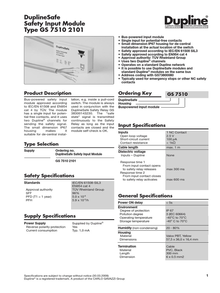 GS75102101 - eng-DuplineSafe Safety Input Module | PDF | Relay | Switch