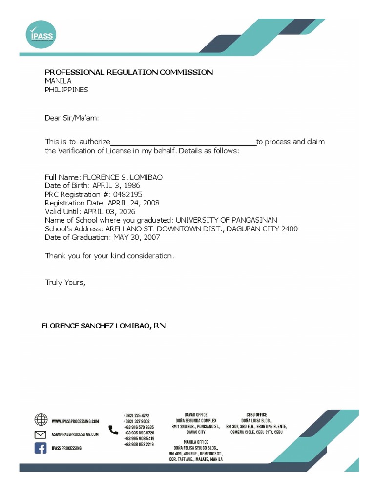 Authorization For PRC | PDF