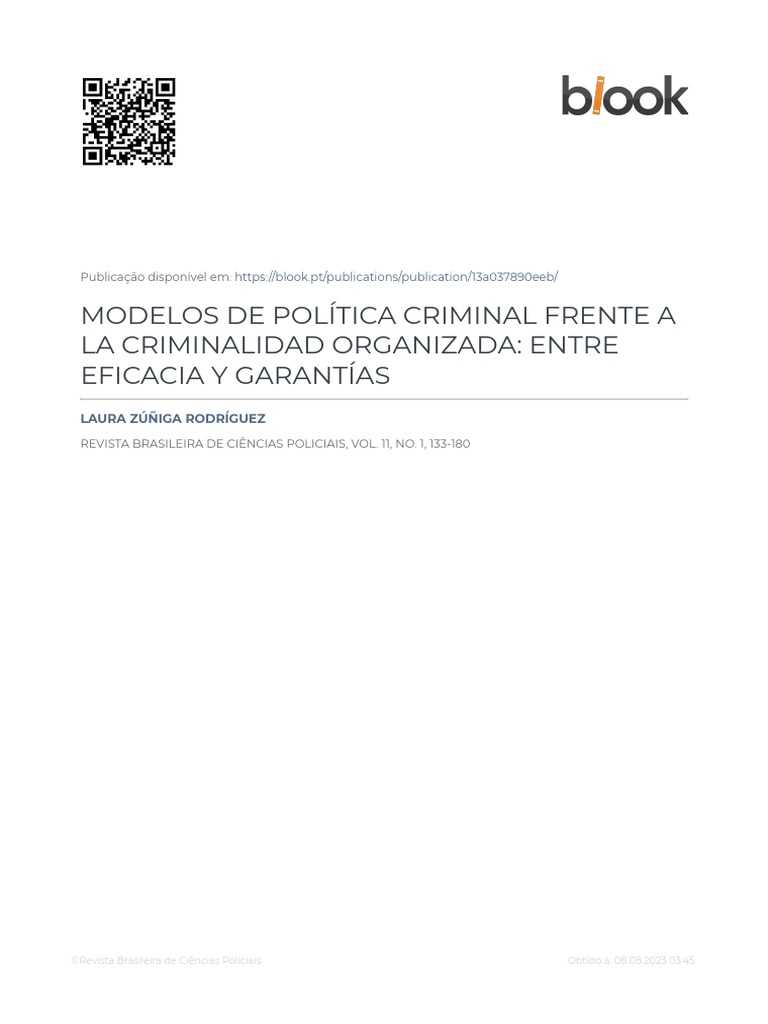 ZÚÑIGA RODRÍGUEZ, Laura. Modelos de Política Criminal Frente A La Criminalidad Organizada Entre ...