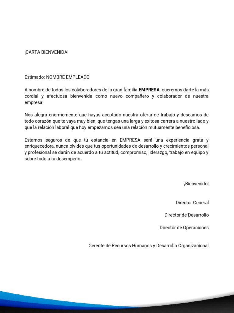 Carta de Bienvenida | PDF