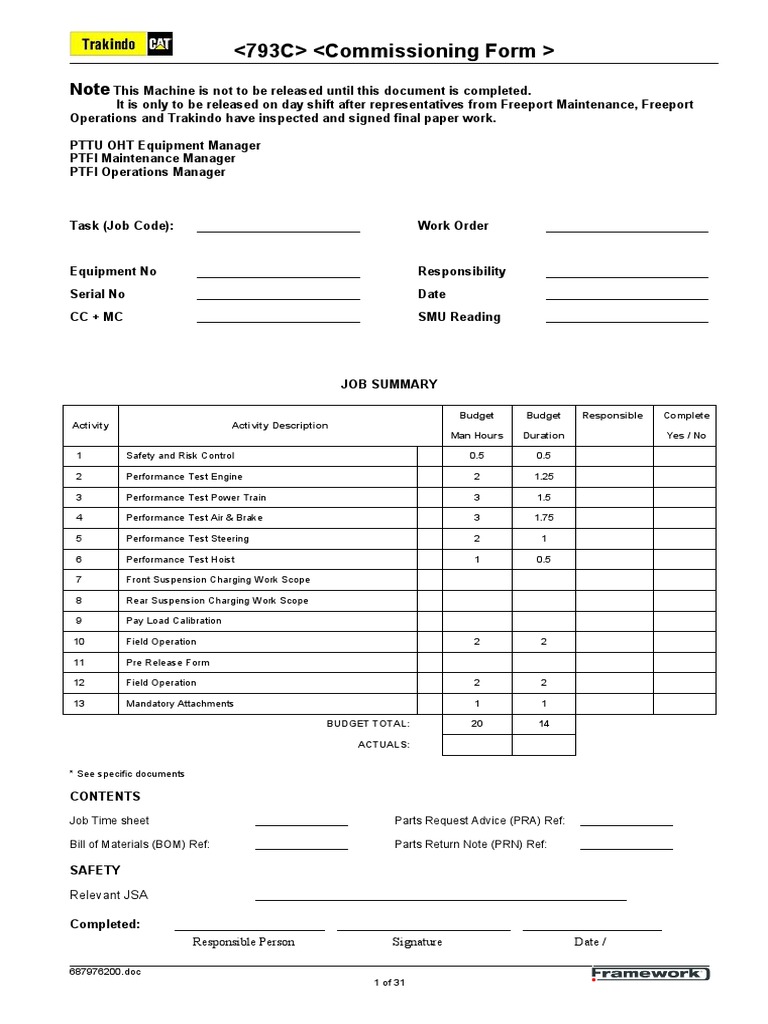 Commissioning Test | PDF | Brake | Pump