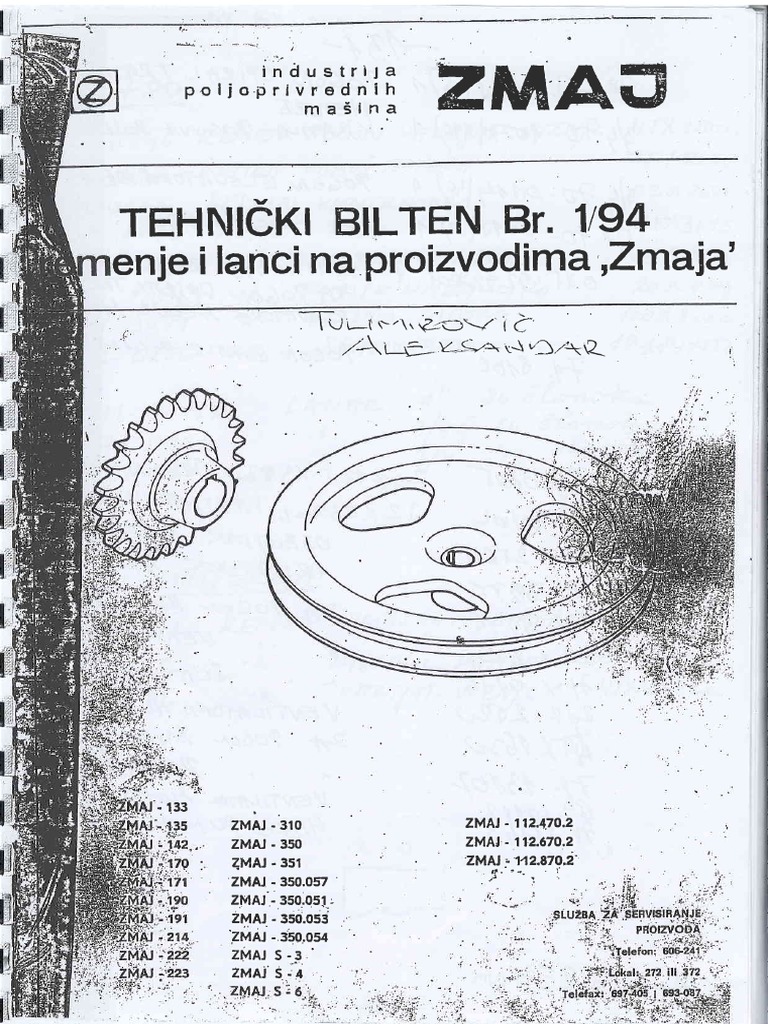 Zmaj Katalog Remenja I Lanaca | PDF