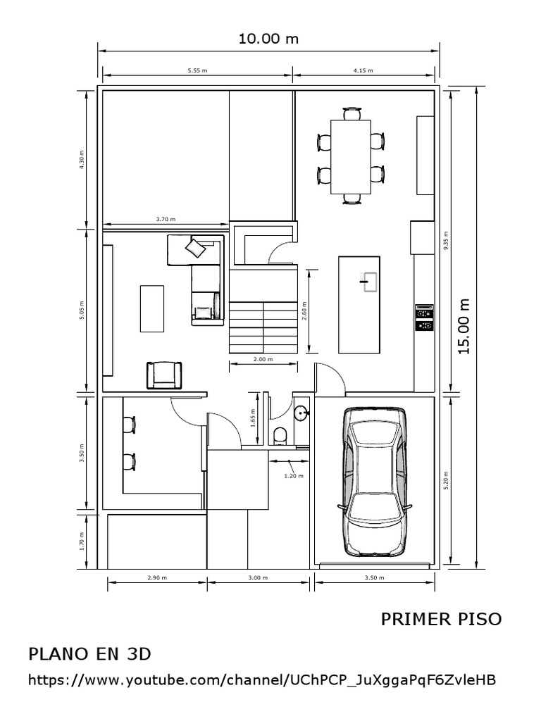 Plano de Casa 10x15 Metros en 3D | PDF