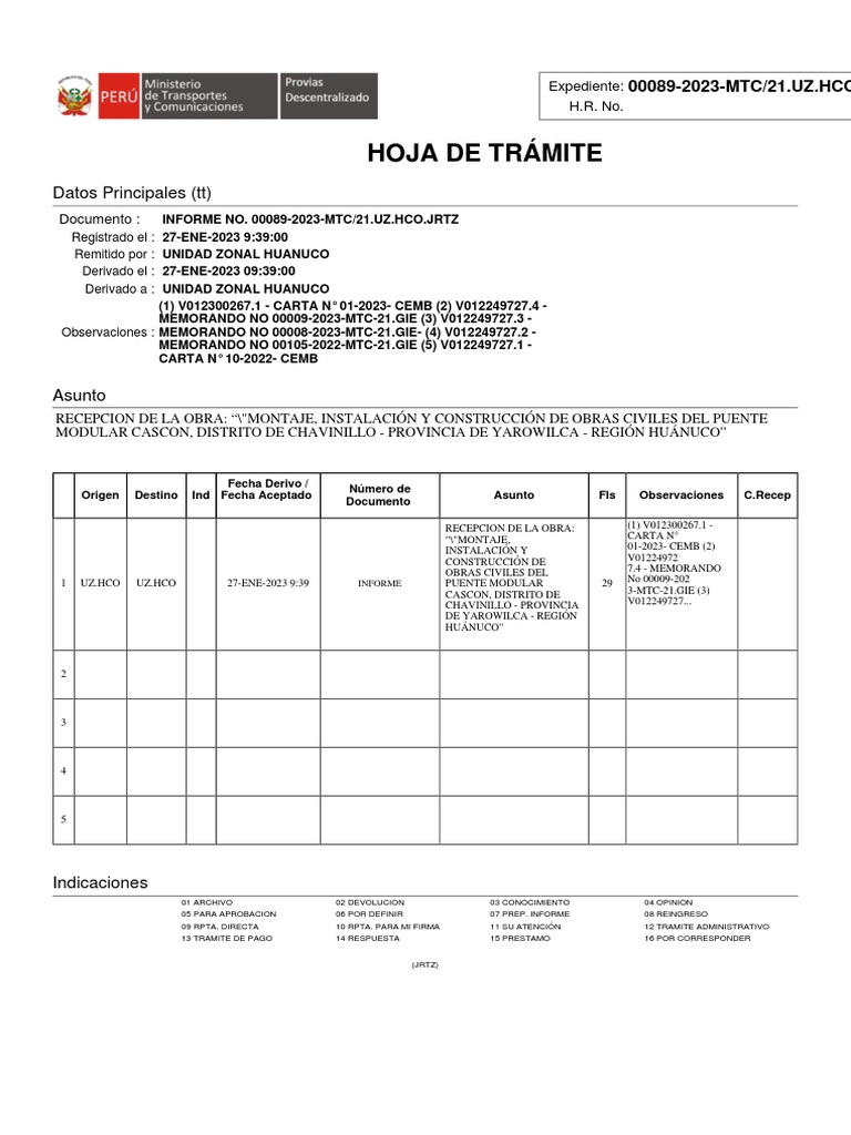 INFORME No 089-2023-ERII - HOJA DE TRAMITE | PDF