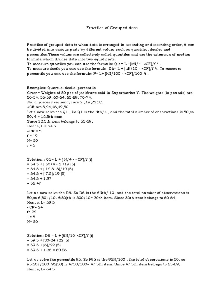 Fractiles of Grouped Data | PDF | Teaching Methods & Materials