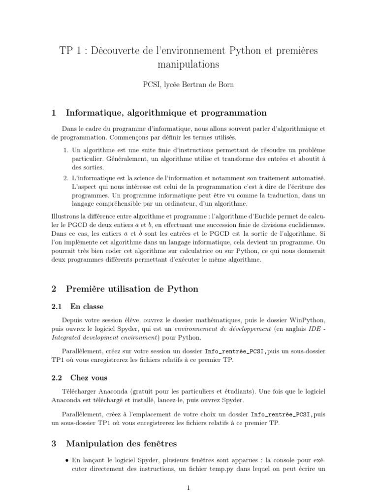 TP1 Premie Res Manipulations | PDF | Informatique | Programme informatique