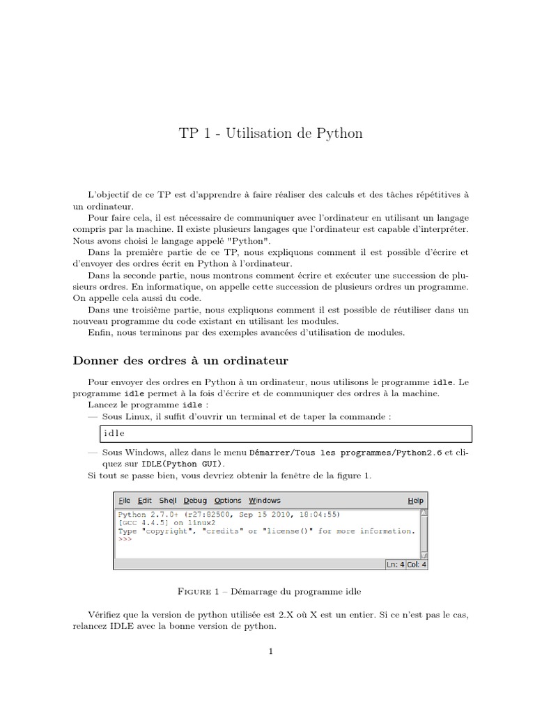 CPBX TP 1 FR | PDF | Python (Langage de programmation) | Structure de contrôle