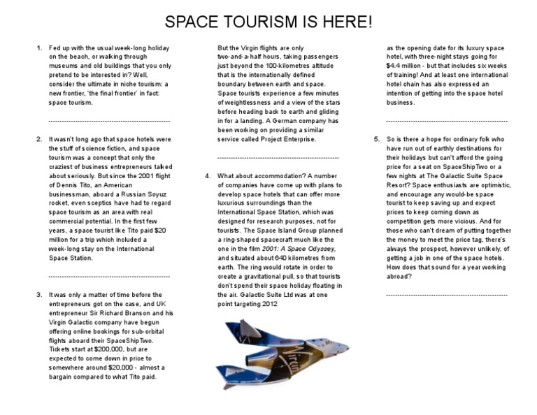 Space Tourism Reading - tp4 | PDF | Tourism | Transport