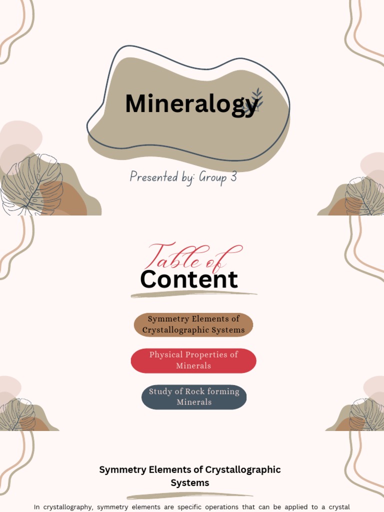 Group 3 Mineralogy | PDF | Minerals | Crystal Structure