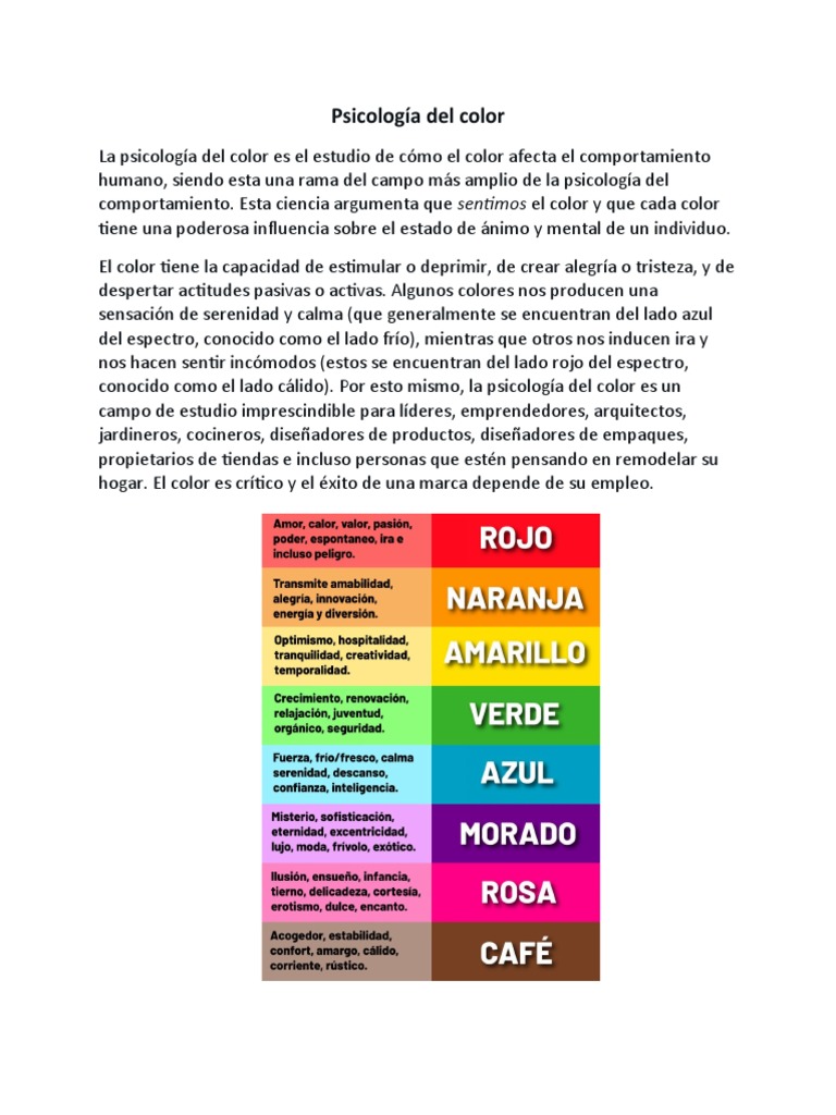 Psicología del Color y sus Emociones | PDF | Color | Sombra